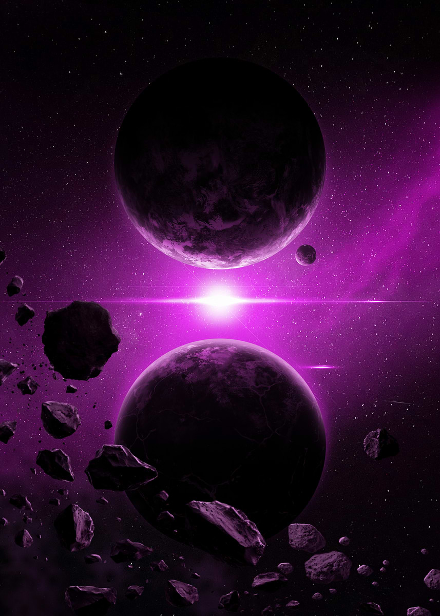 'Purple Space Planets' Poster, picture, metal print, paint by Excohaer ...