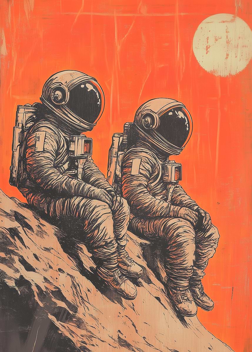 'Twin Astronauts on Mars' Poster, picture, metal print, paint by Garuda ...