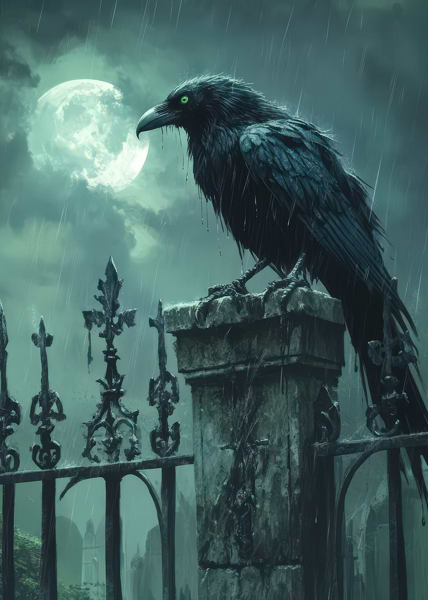 'Raven On Graveyard Gate' Poster, picture, metal print, paint by Ilyrin ...
