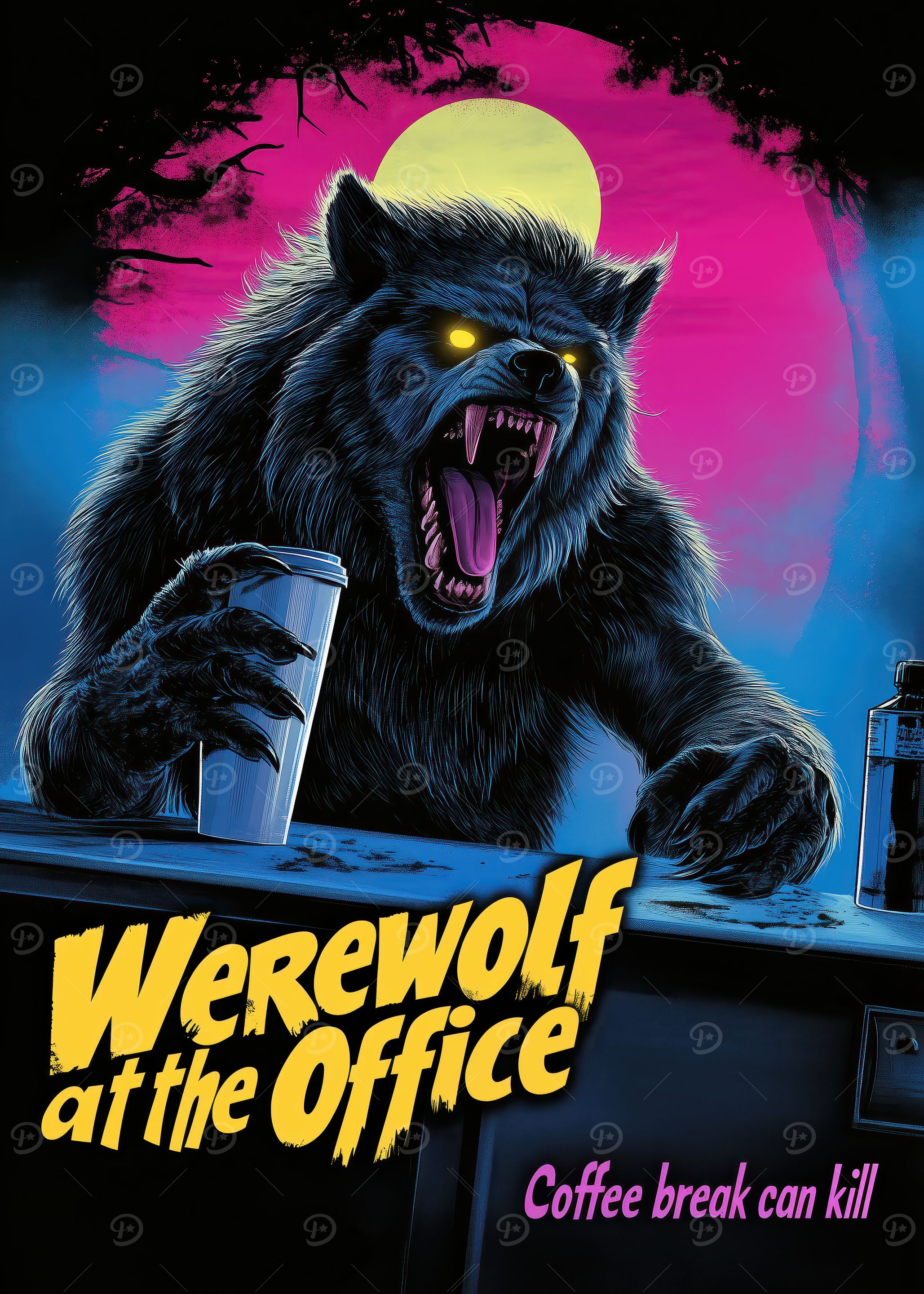 'Werewolf at the Office' Poster, picture, metal print, paint by Spooky ...