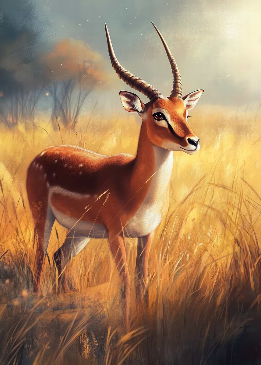 'Impala in Golden Grass' Poster, picture, metal print, paint by Rawbin ...