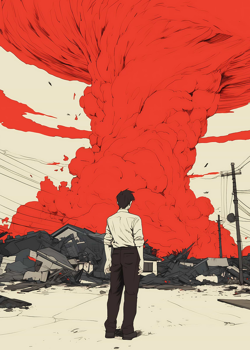 'Man Facing Red Cloud' Poster, picture, metal print, paint by Tomorrow ...