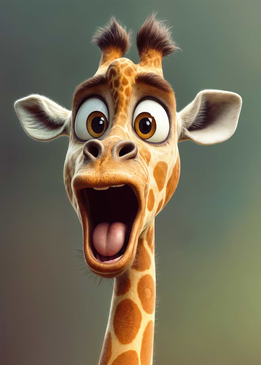 'Surprised Giraffe' Poster, picture, metal print, paint by Wall ...
