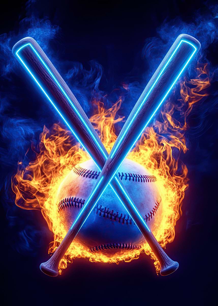 'Baseball on Fire' Poster, picture, metal print, paint by MateoThomas ...