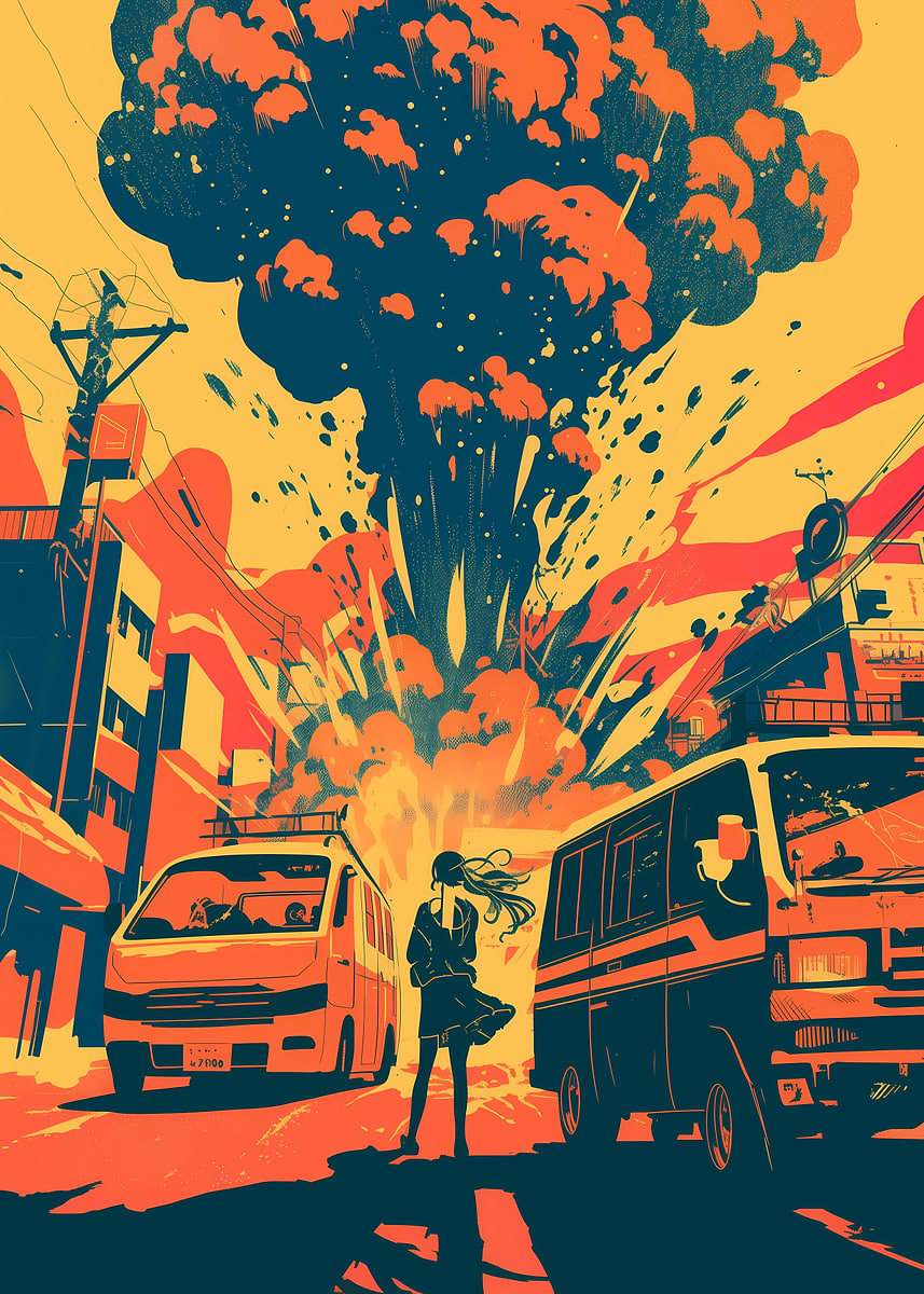 'Explosion in City' Poster, picture, metal print, paint by Tomorrow ...