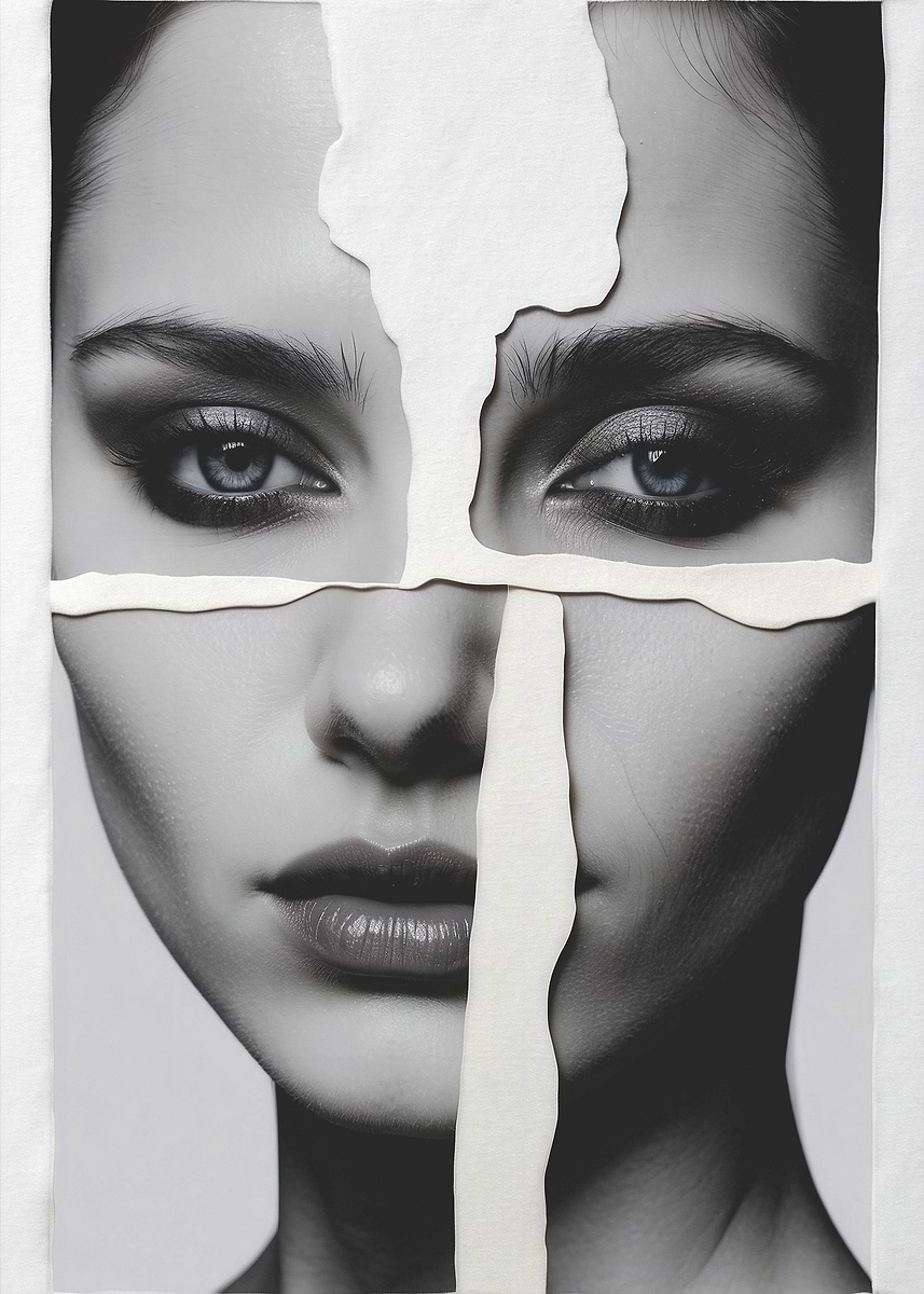 'Torn Face Collage' Poster, picture, metal print, paint by Yusuf Aslan ...