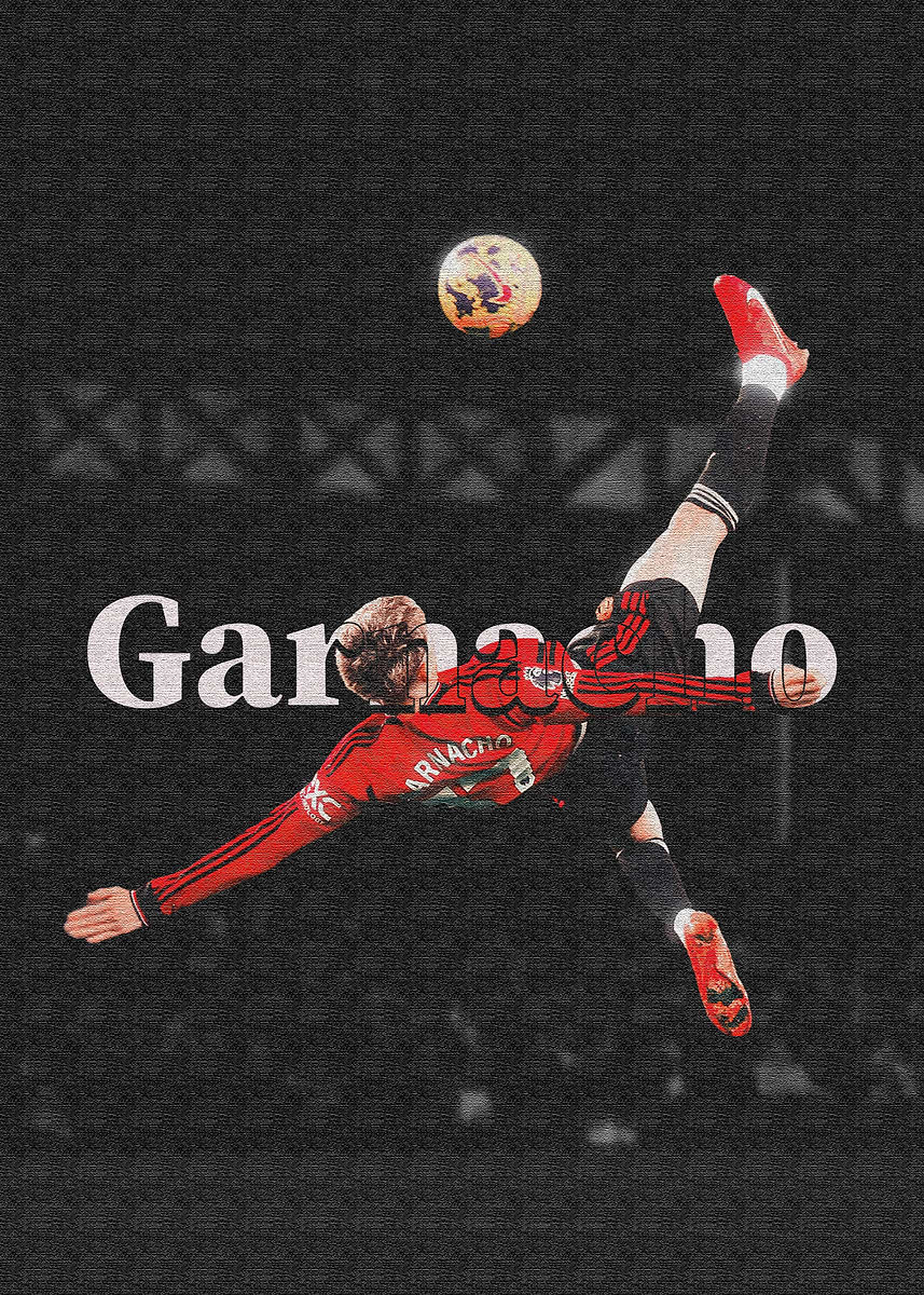 'Garnacho Soccer Poster' Poster, picture, metal print, paint by Bas UKy ...