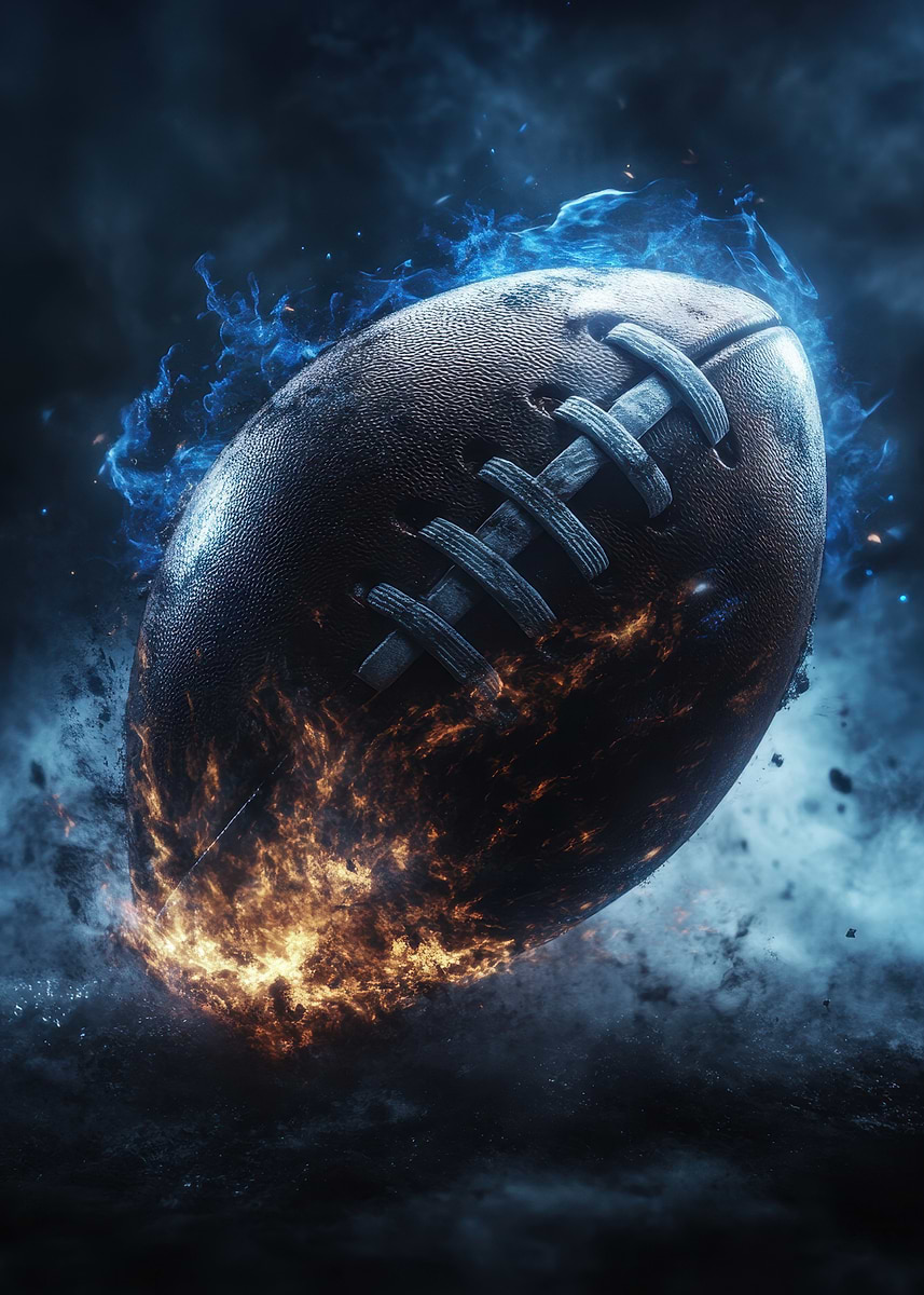 'Flaming Football' Poster, picture, metal print, paint by ...