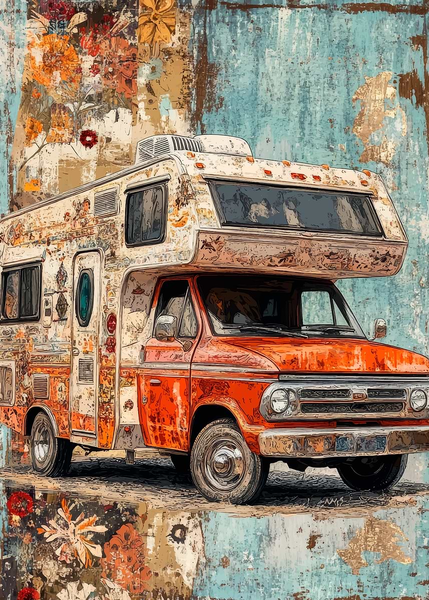 'Vintage Camper Van Art' Poster, picture, metal print, paint by You ...