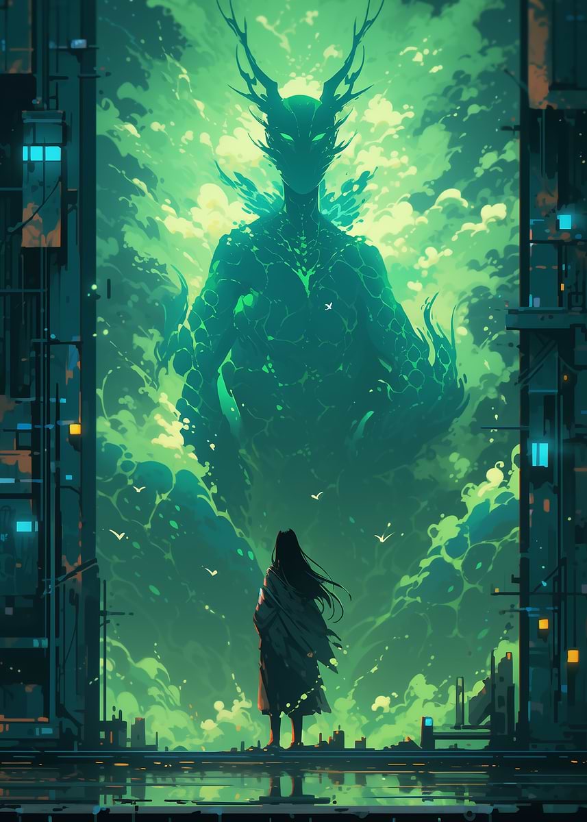 'Green Spirit in the City' Poster, picture, metal print, paint by ...