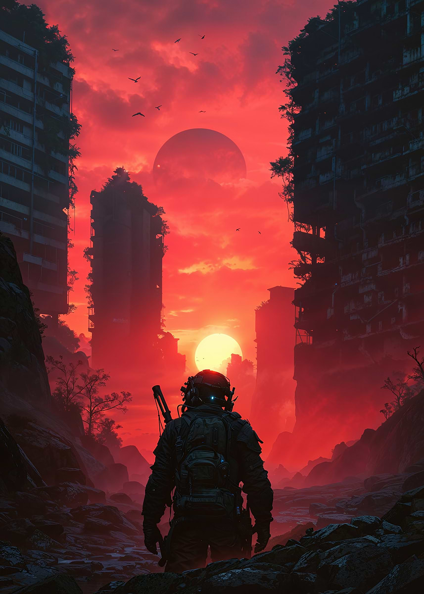 'Post-Apocalyptic Sunset' Poster, picture, metal print, paint by shakes ...