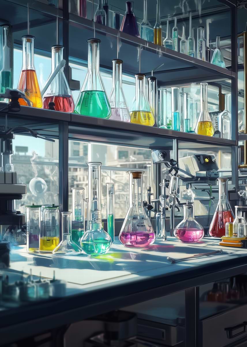 'Chemistry Lab Illustration' Poster, picture, metal print, paint by ...