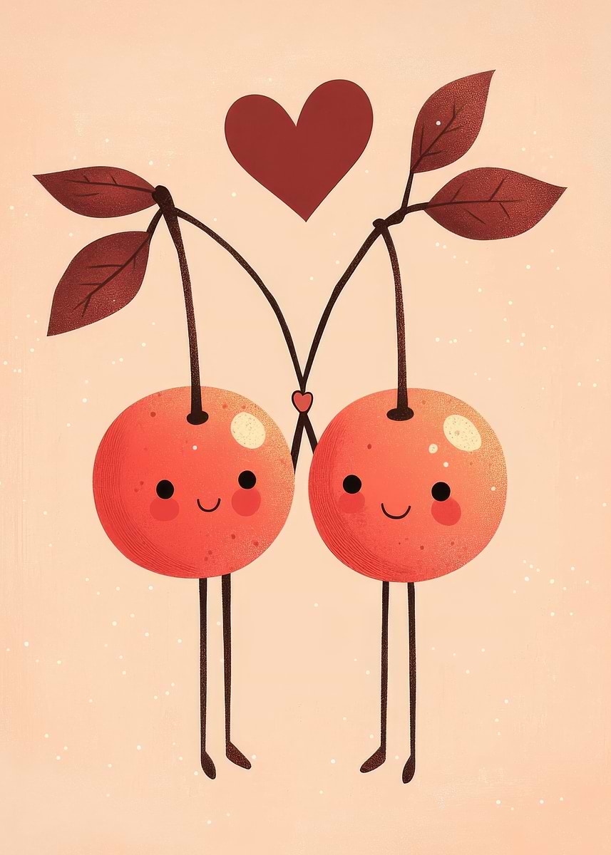 'Cherries Valentine decor | Cherry Couple in Love' Poster, picture ...