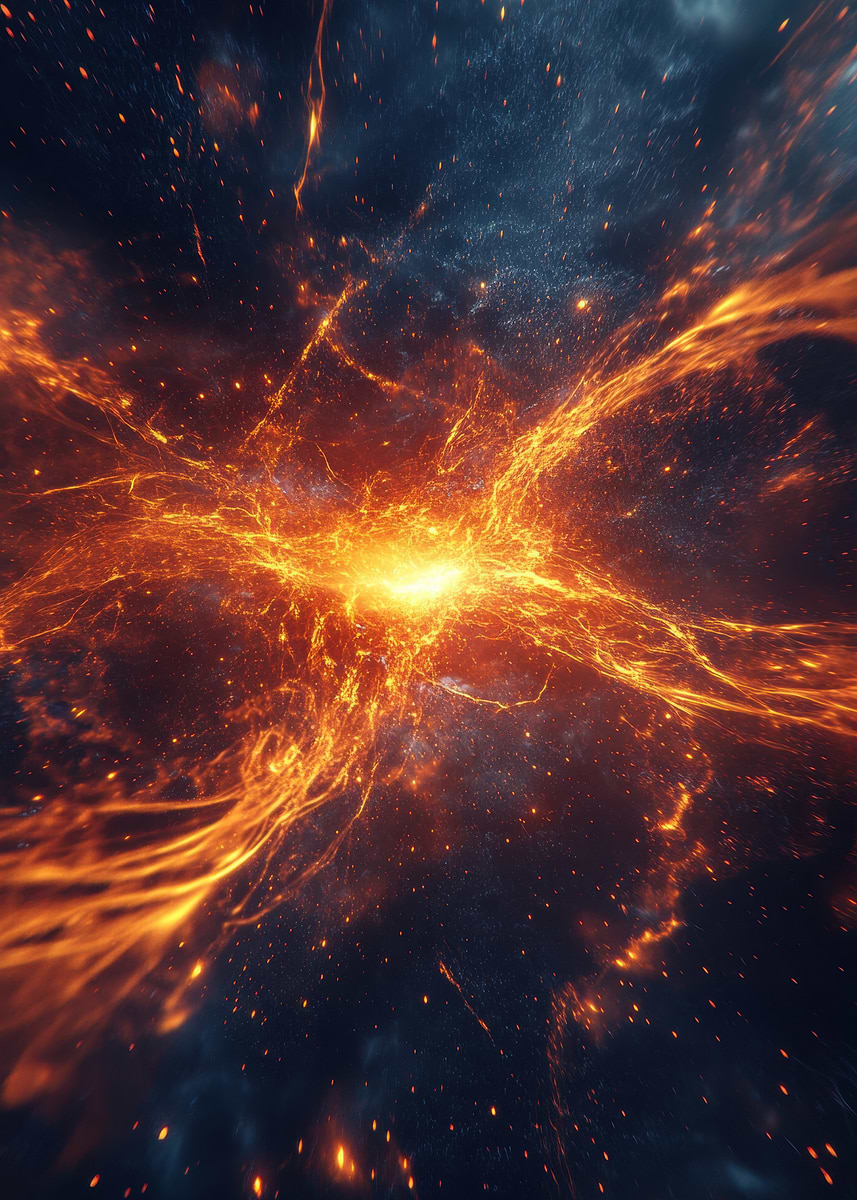 'Cosmic Firestorm' Poster, picture, metal print, paint by Ryu | Displate