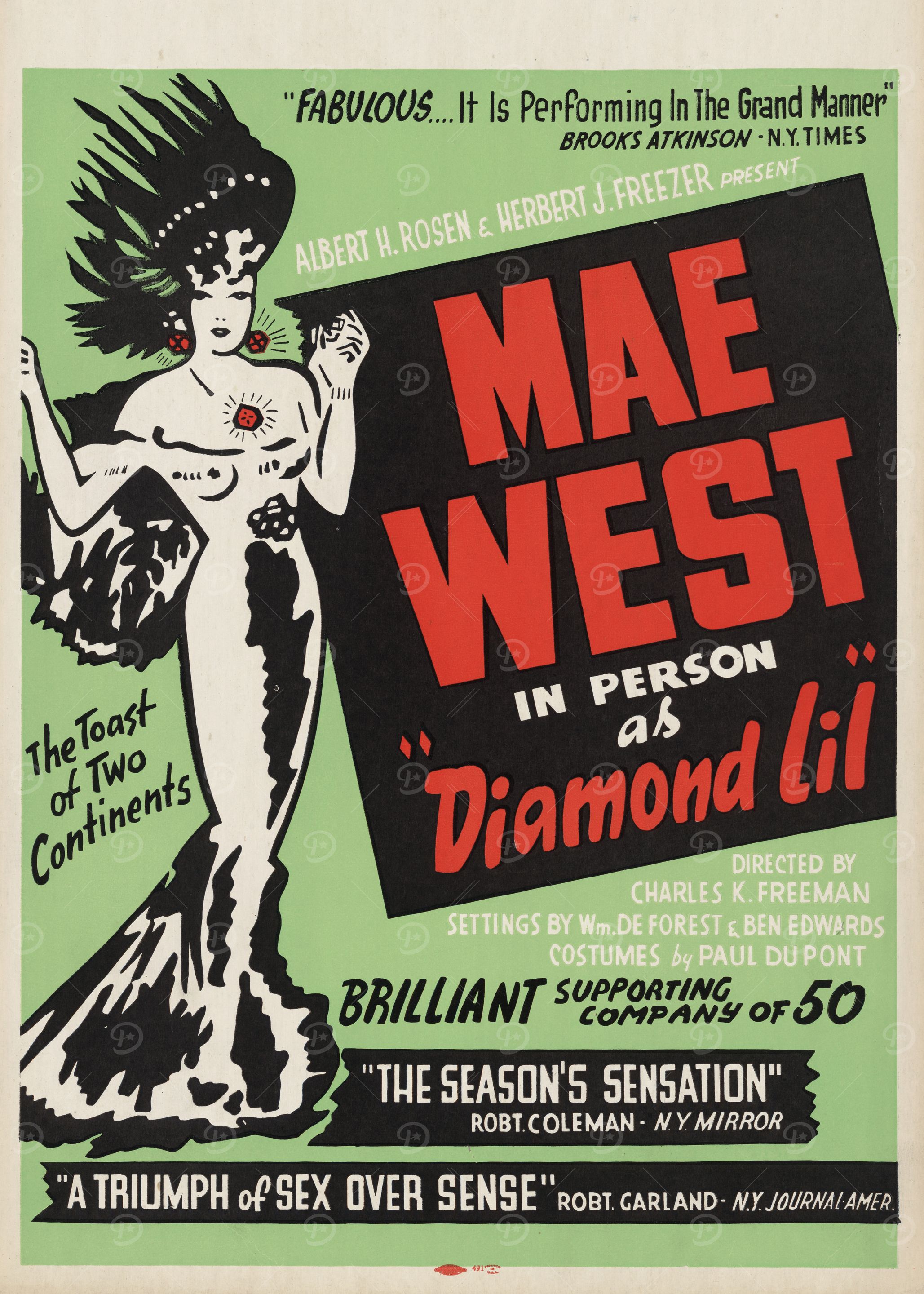 'Mae West Diamond Lil Poster' Poster, picture, metal print, paint by ...