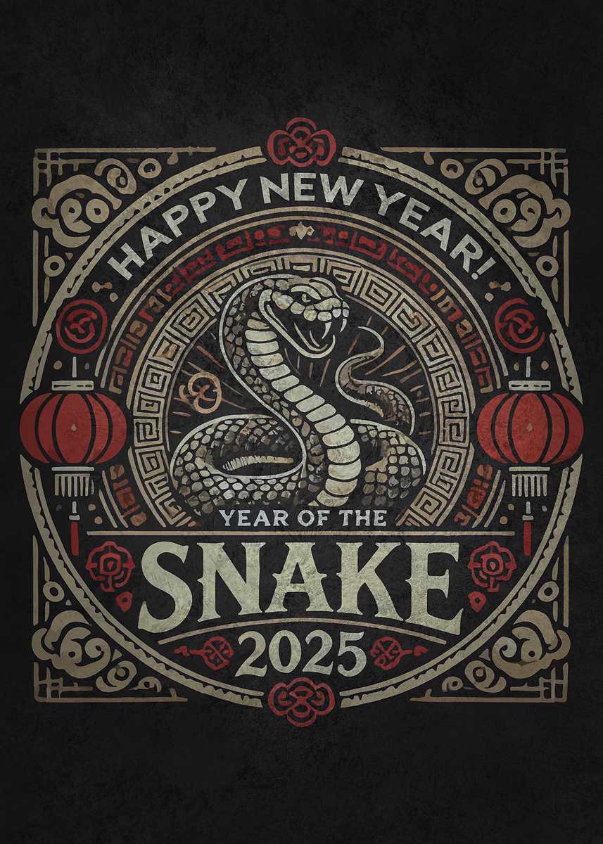 'Year of the Snake 2025 - Chinese New Year' Poster, picture, metal ...