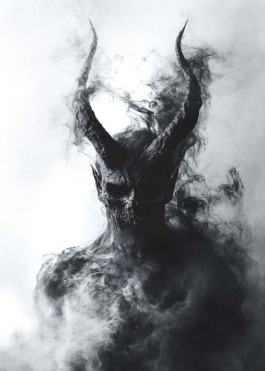 'Demon in Smoke' Poster, picture, metal print, paint by Leoni | Displate