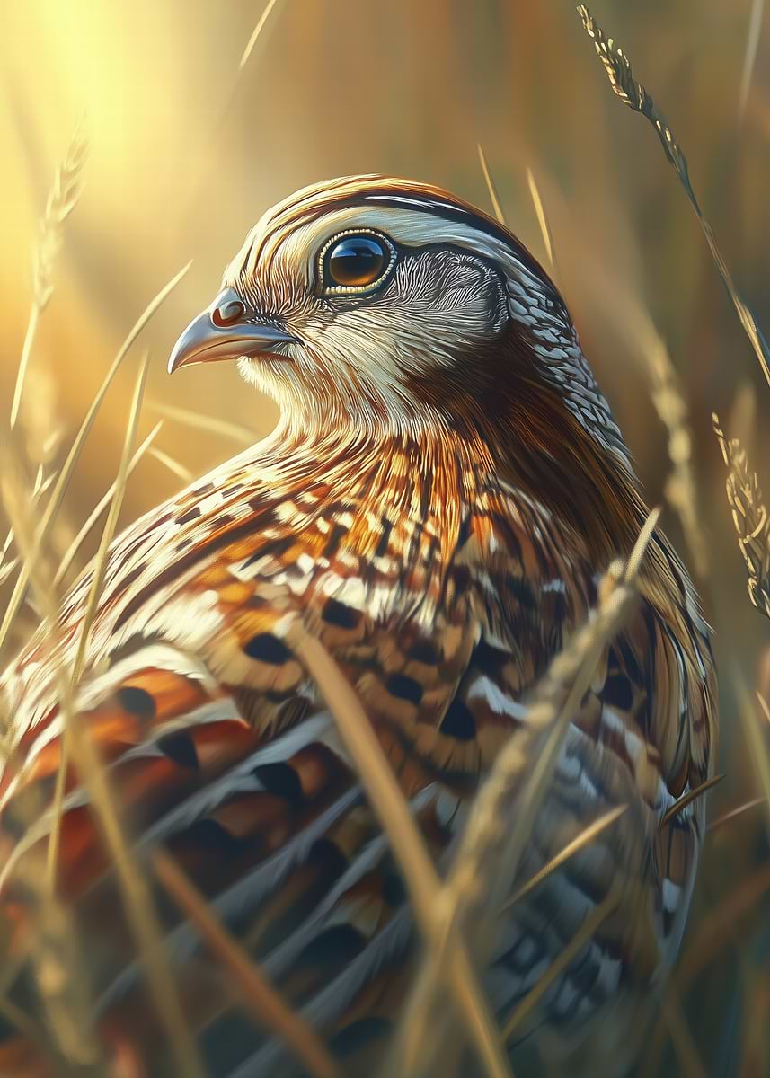 'Quail in Golden Grass' Poster, picture, metal print, paint by Rawbin ...