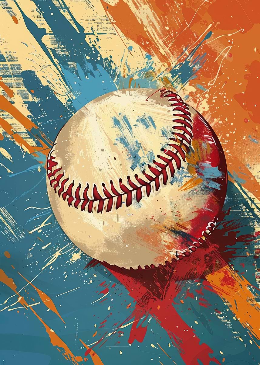'Vibrant Baseball Art' Poster, picture, metal print, paint by Mezma and ...