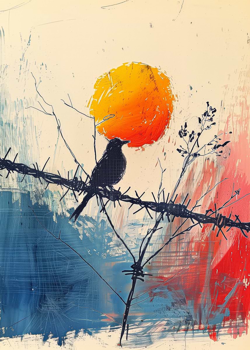 'Bird on Barbed Wire' Poster, picture, metal print, paint by Lorence ...