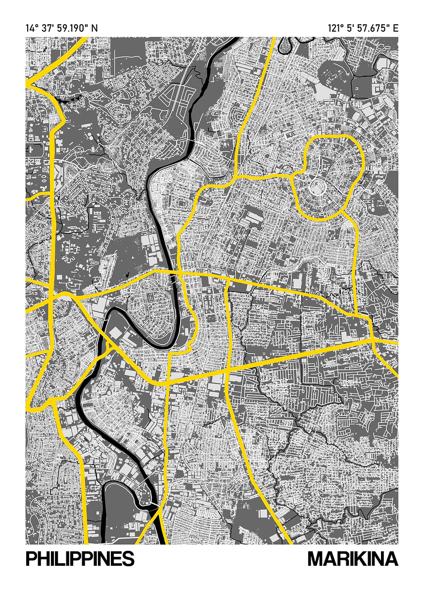 'Marikina City Street Map' Poster, picture, metal print, paint by Ahmad ...