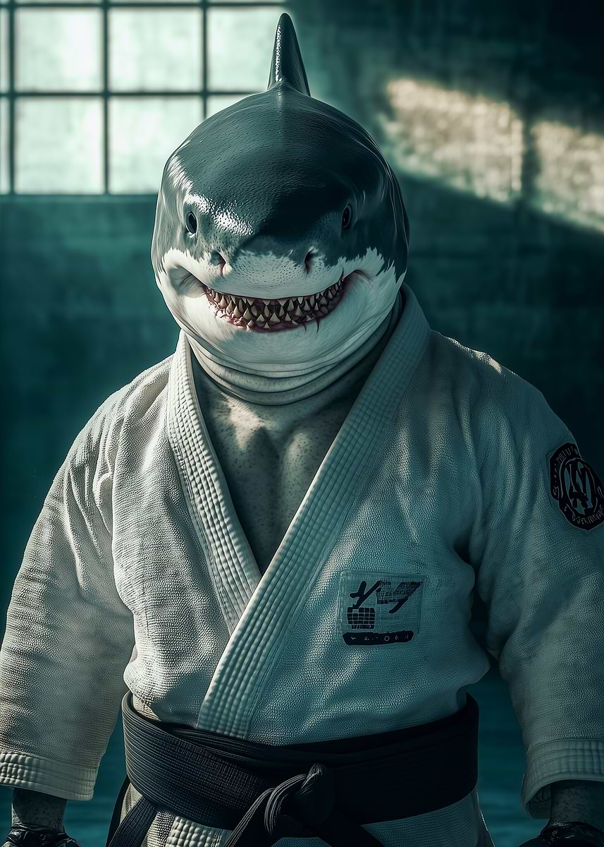 'Jiu Jitsu Shark' Poster, picture, metal print, paint by InterGalatica ...