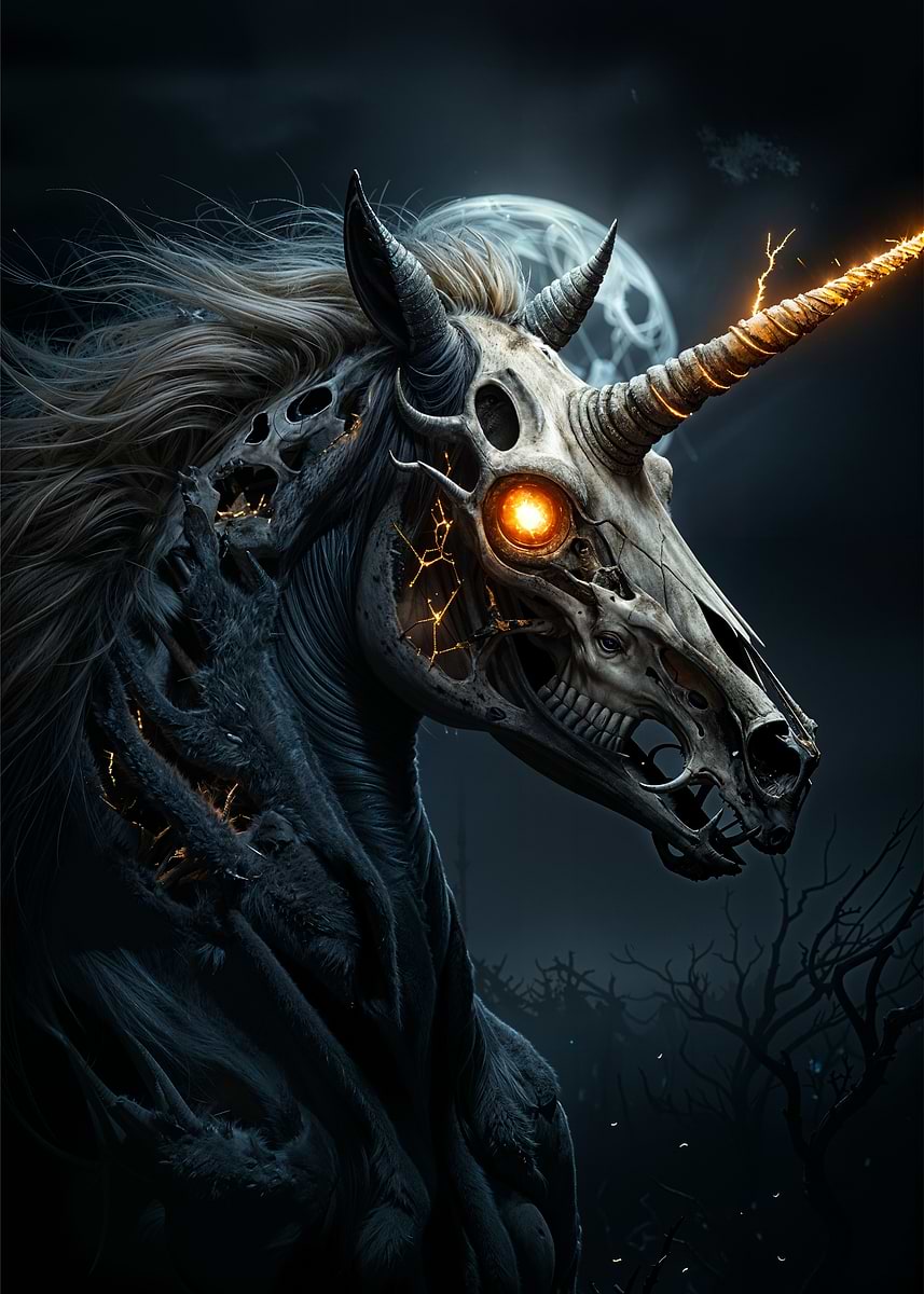 'Skeletal Unicorn' Poster, picture, metal print, paint by capricious ...