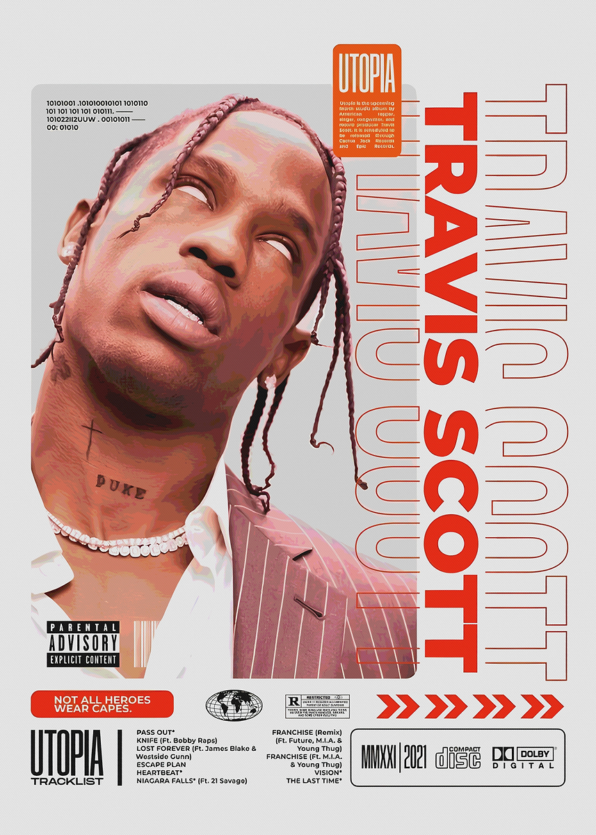 'Travis Scott Utopia Album Cover' Poster, picture, metal print, paint ...