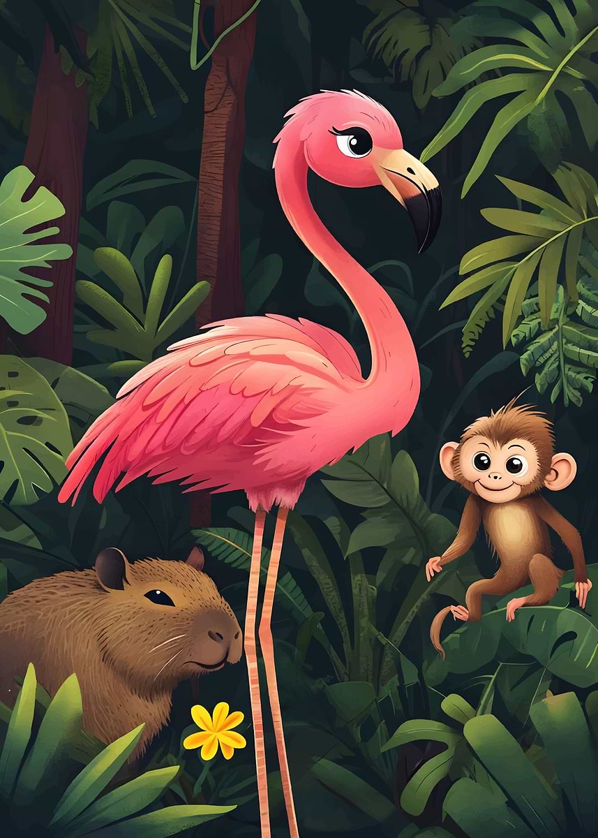 'Jungle Friends' Poster, picture, metal print, paint by sophia | Displate