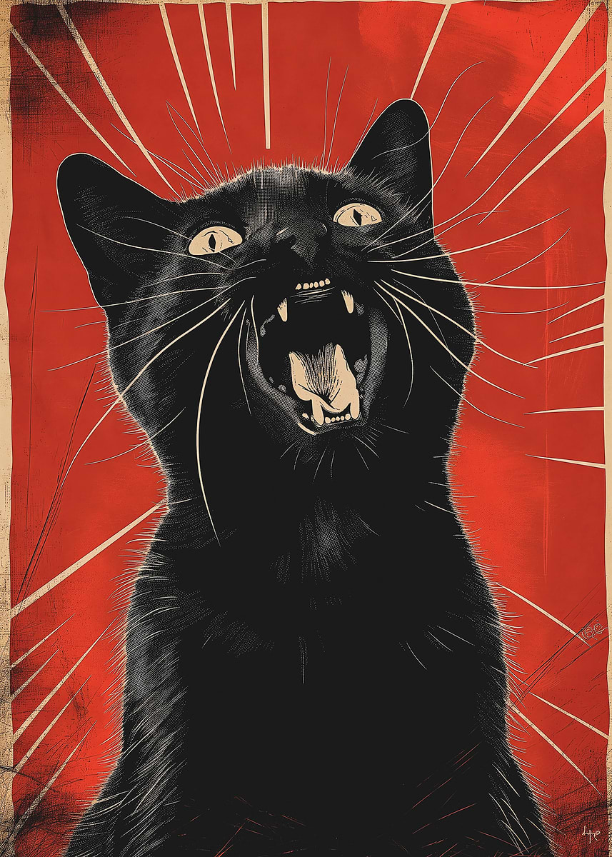 'Black Cat Propaganda Poster' Poster, picture, metal print, paint by ...