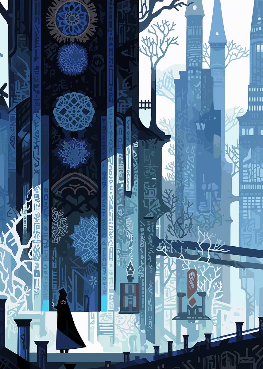 'Blue Cityscape with Figure' Poster, picture, metal print, paint by Muh ...
