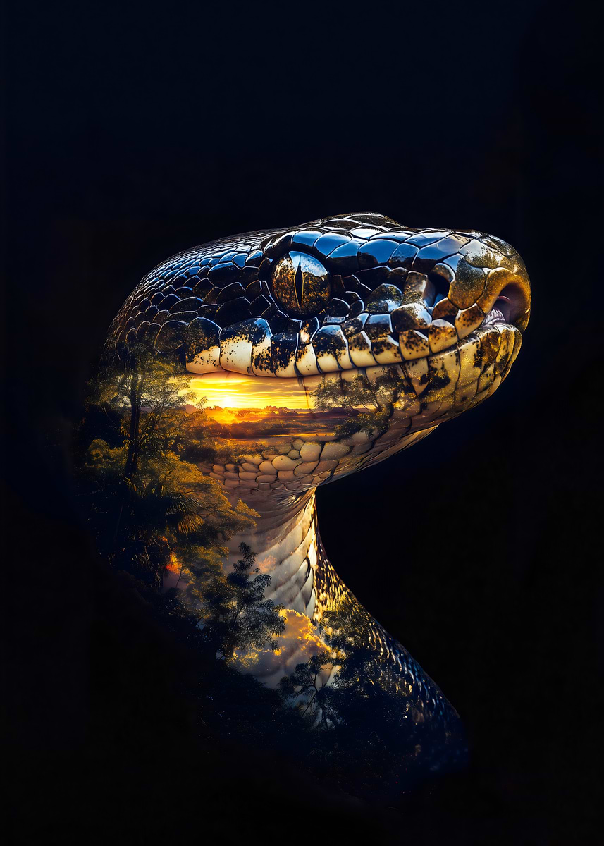 'Snake Portrait' Poster, picture, metal print, paint by Cee9inee | Displate