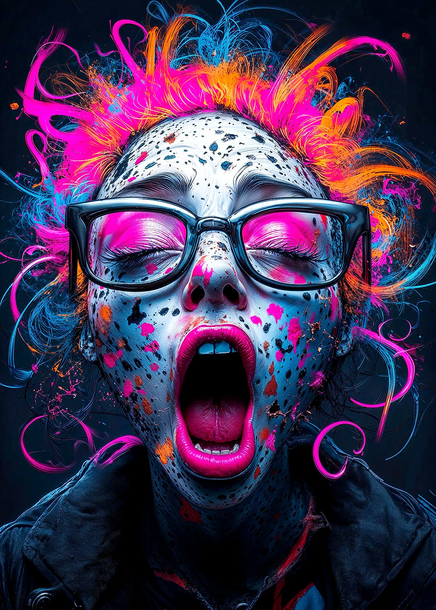 'Neon Scream' Poster, picture, metal print, paint by shakes | Displate