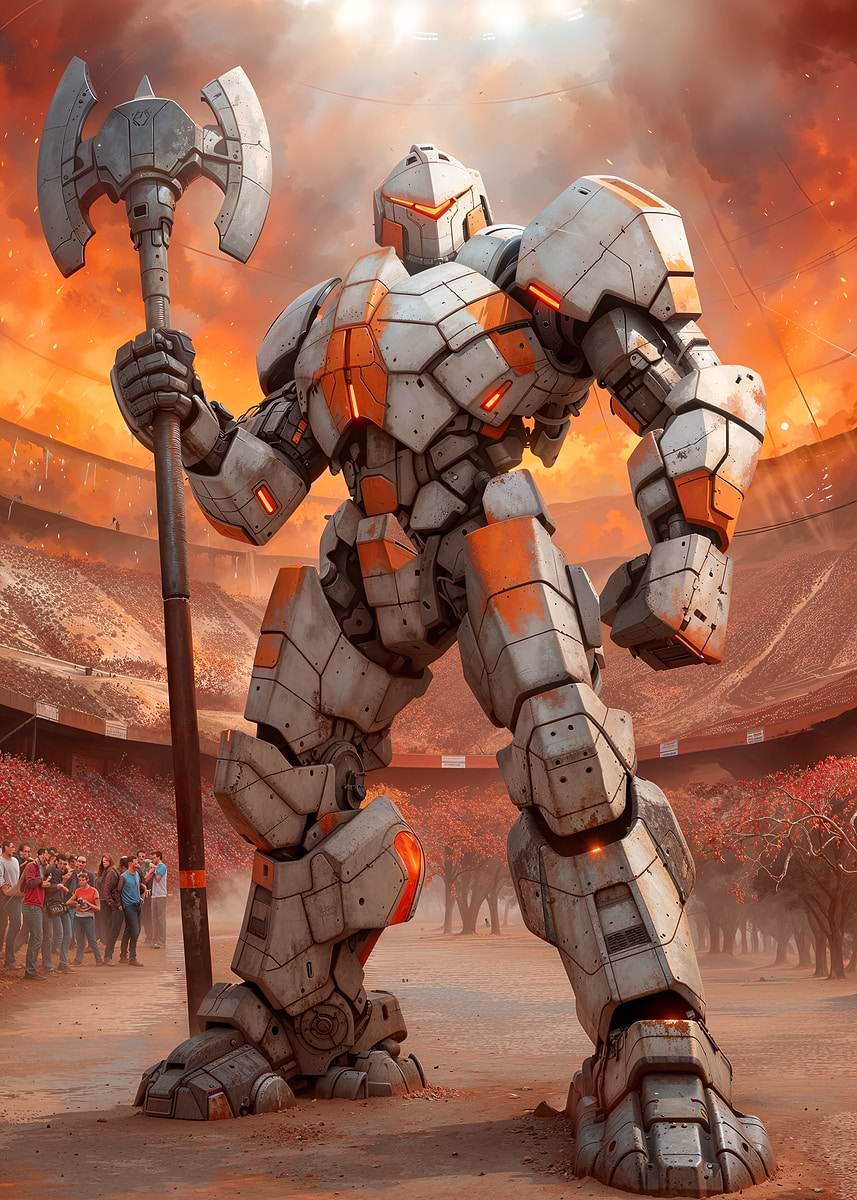 'Giant Robot with Axe' Poster, picture, metal print, paint by shakes ...