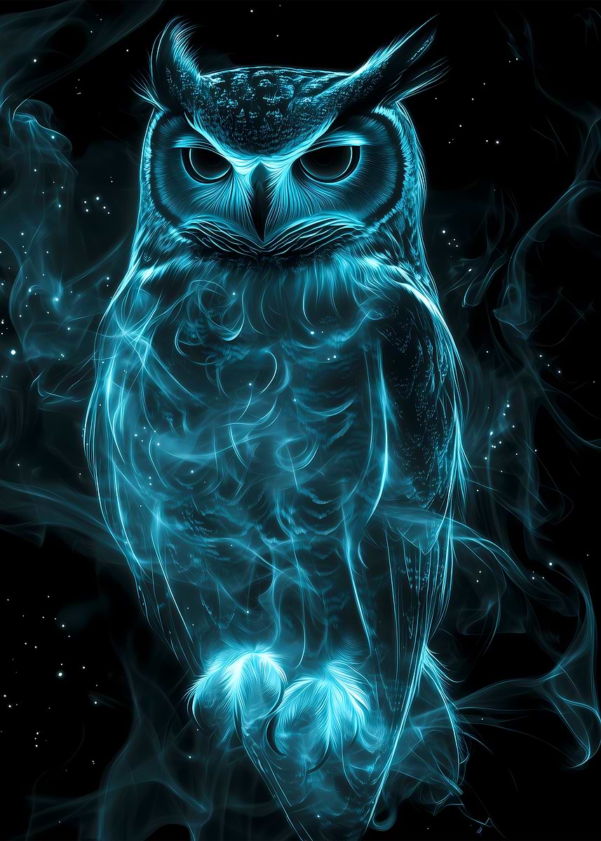 'Blue Owl in Smoke' Poster, picture, metal print, paint by K3xiao ...
