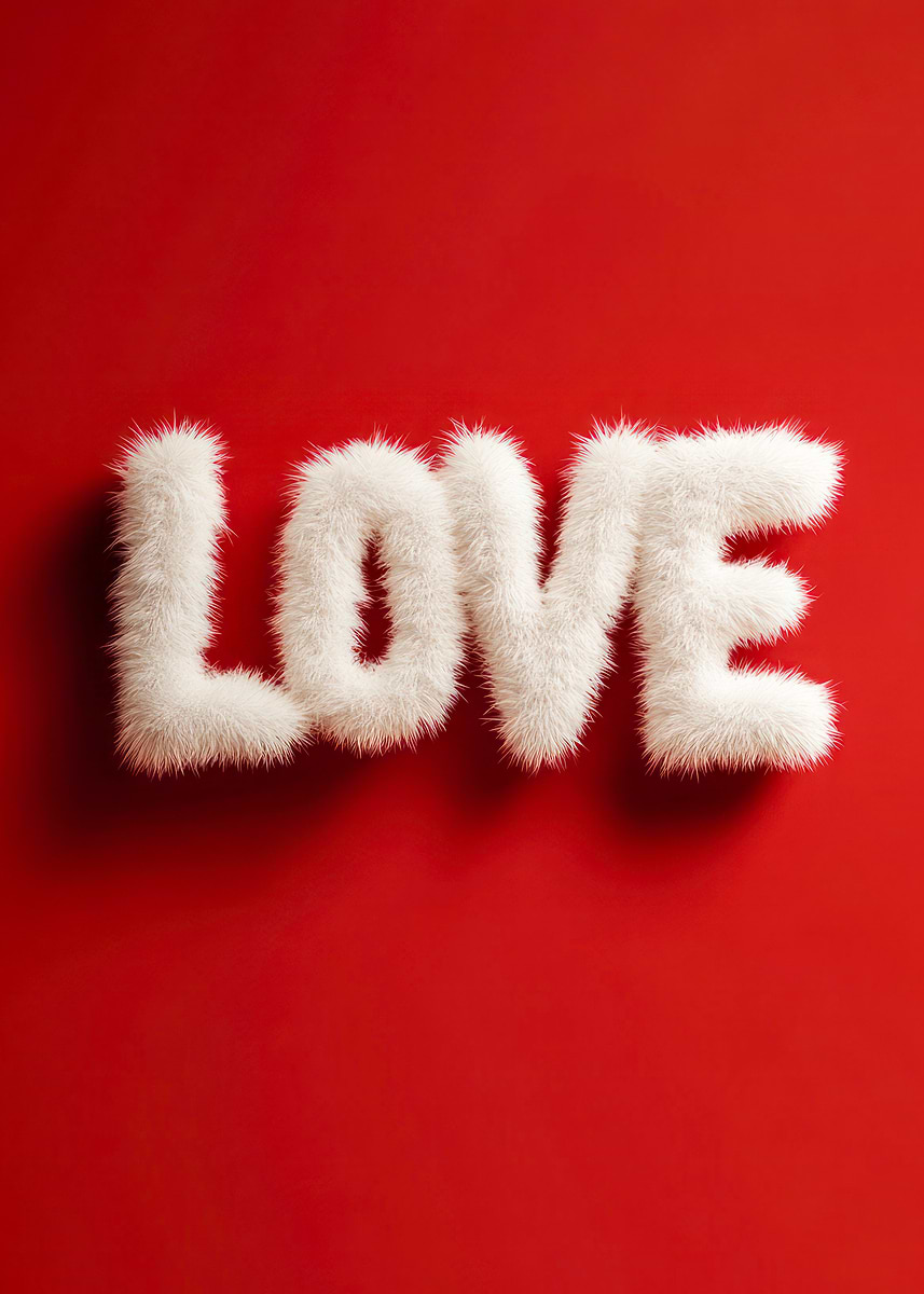 'Fluffy Love Word Art' Poster, picture, metal print, paint by ...