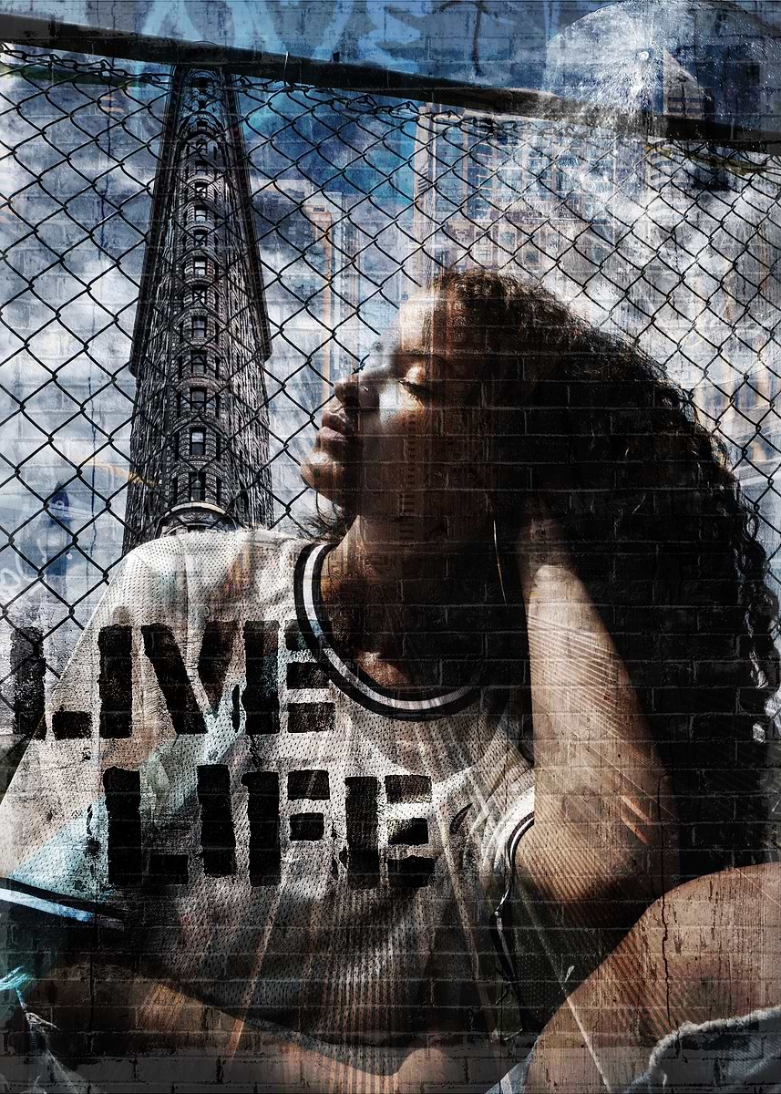 'Urban Portrait with 'Live Life'' Poster, picture, metal print, paint ...