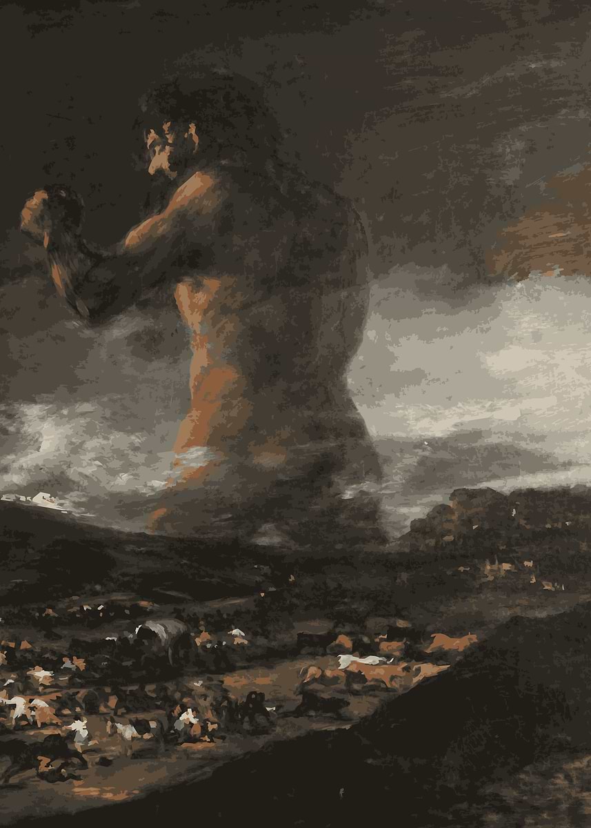 'Giant Overlooking Landscape' Poster, picture, metal print, paint by ...