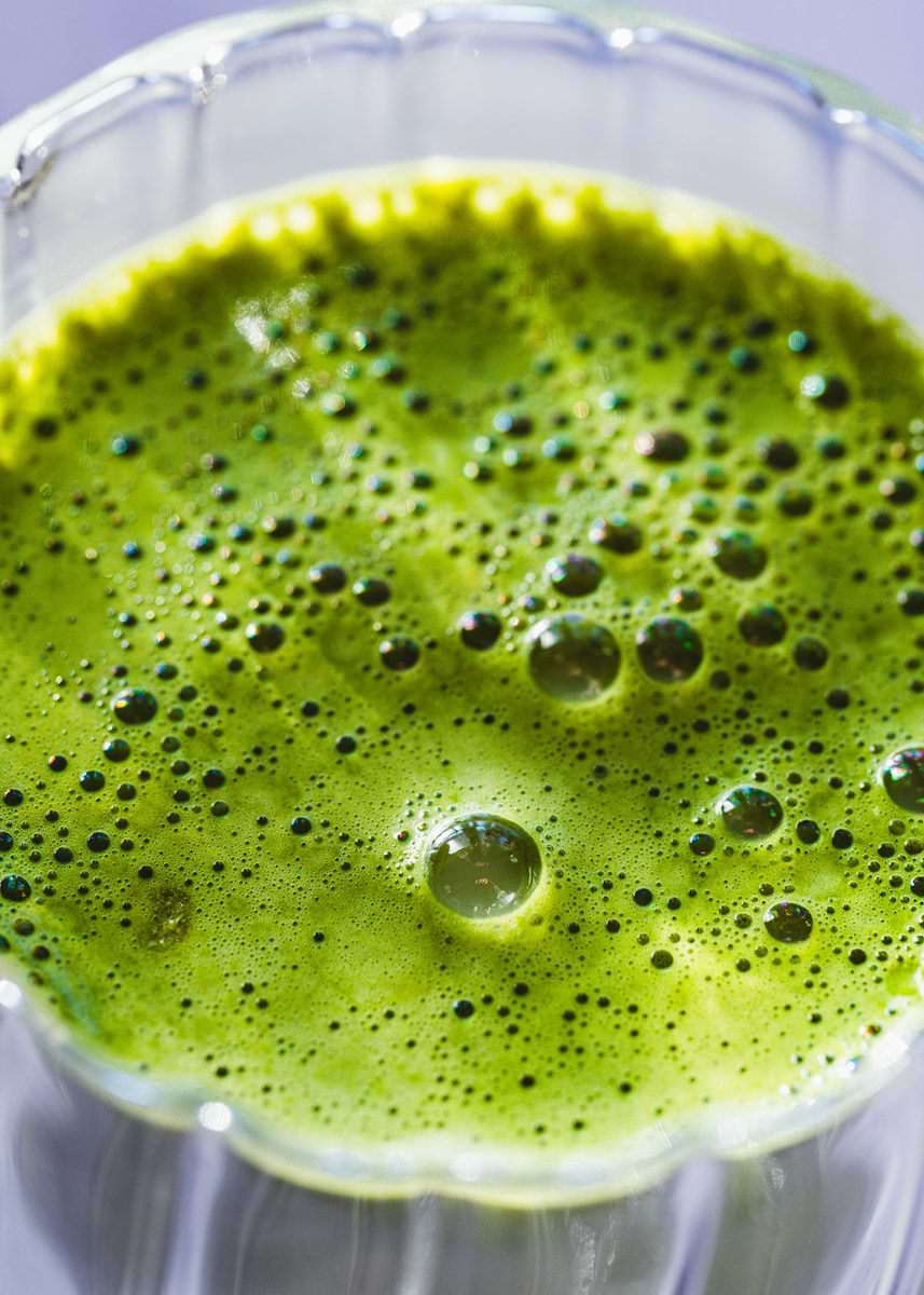 'Close-up of Matcha Latte' Poster, picture, metal print, paint by ...