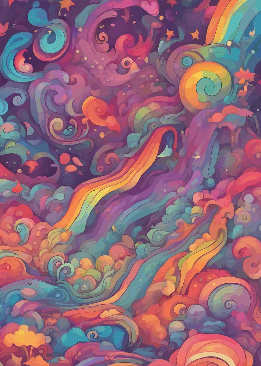 'Abstract Rainbow Clouds' Poster, picture, metal print, paint by ALMA ...