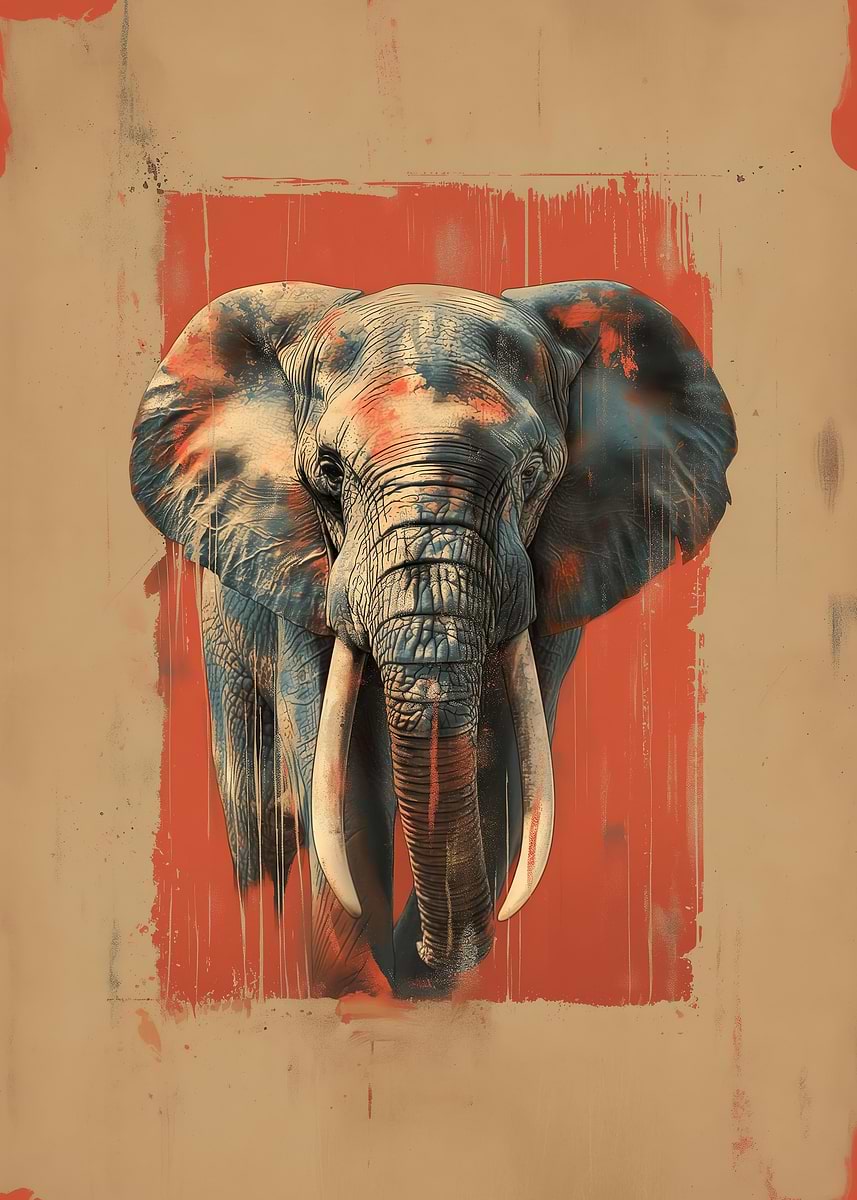 'Elephant Animal Vintage' Poster, picture, metal print, paint by Roman ...