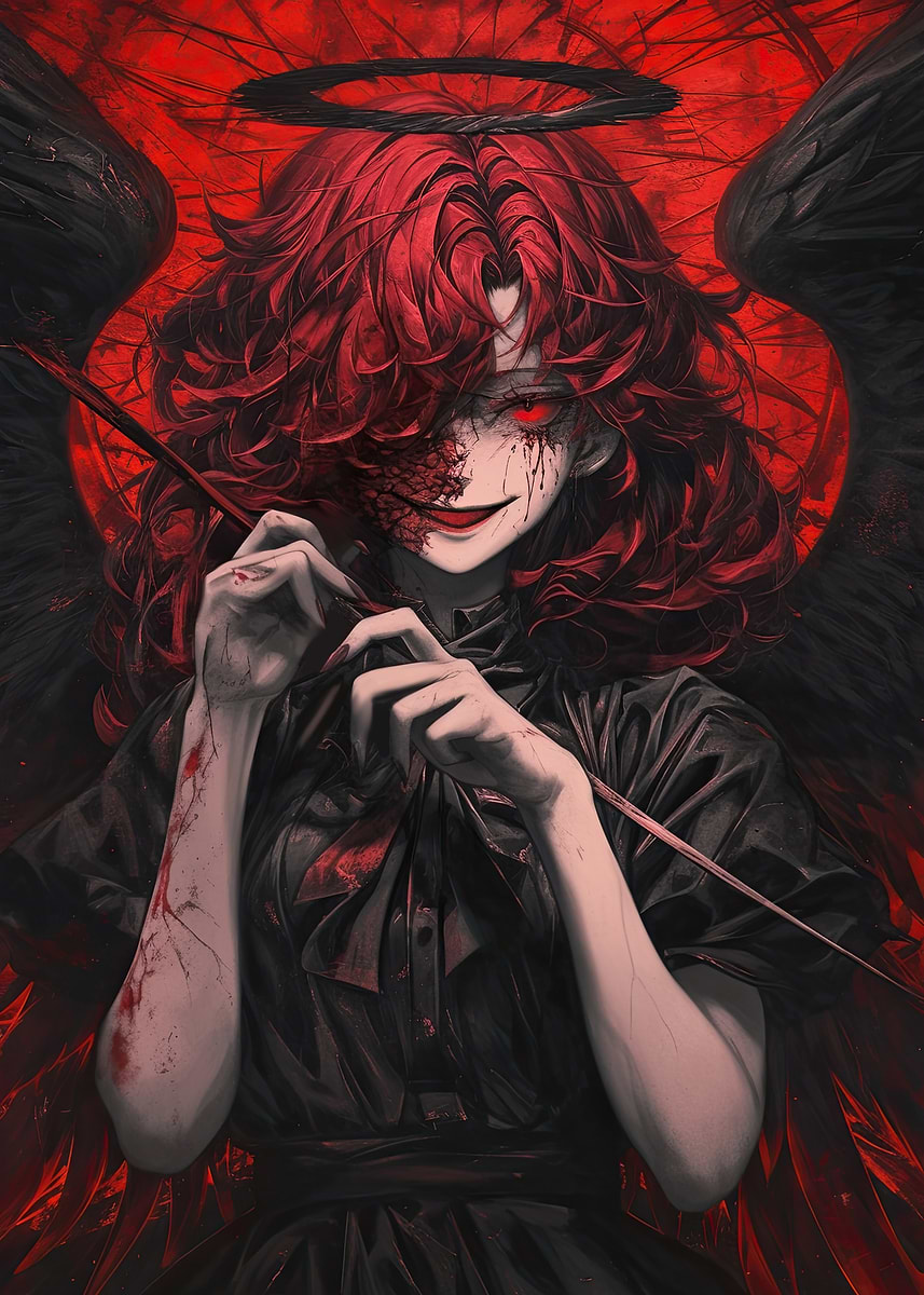 'Bloody Fallen Angel ' Poster, picture, metal print, paint by Anass Benktitou | Displate