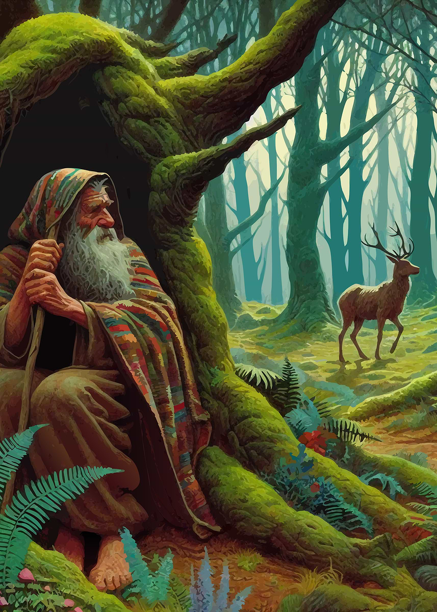 'Fantasy Hermit in the Forest' Poster, picture, metal print, paint by ...
