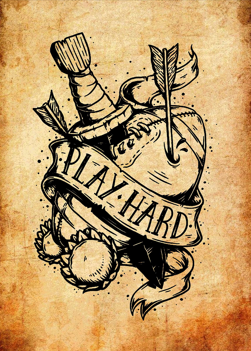 'Play Hard Football ' Poster, picture, metal print, paint by THREE ...