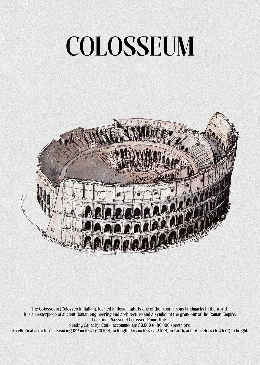 'Colosseum Watercolor Illustration' Poster, picture, metal print, paint ...
