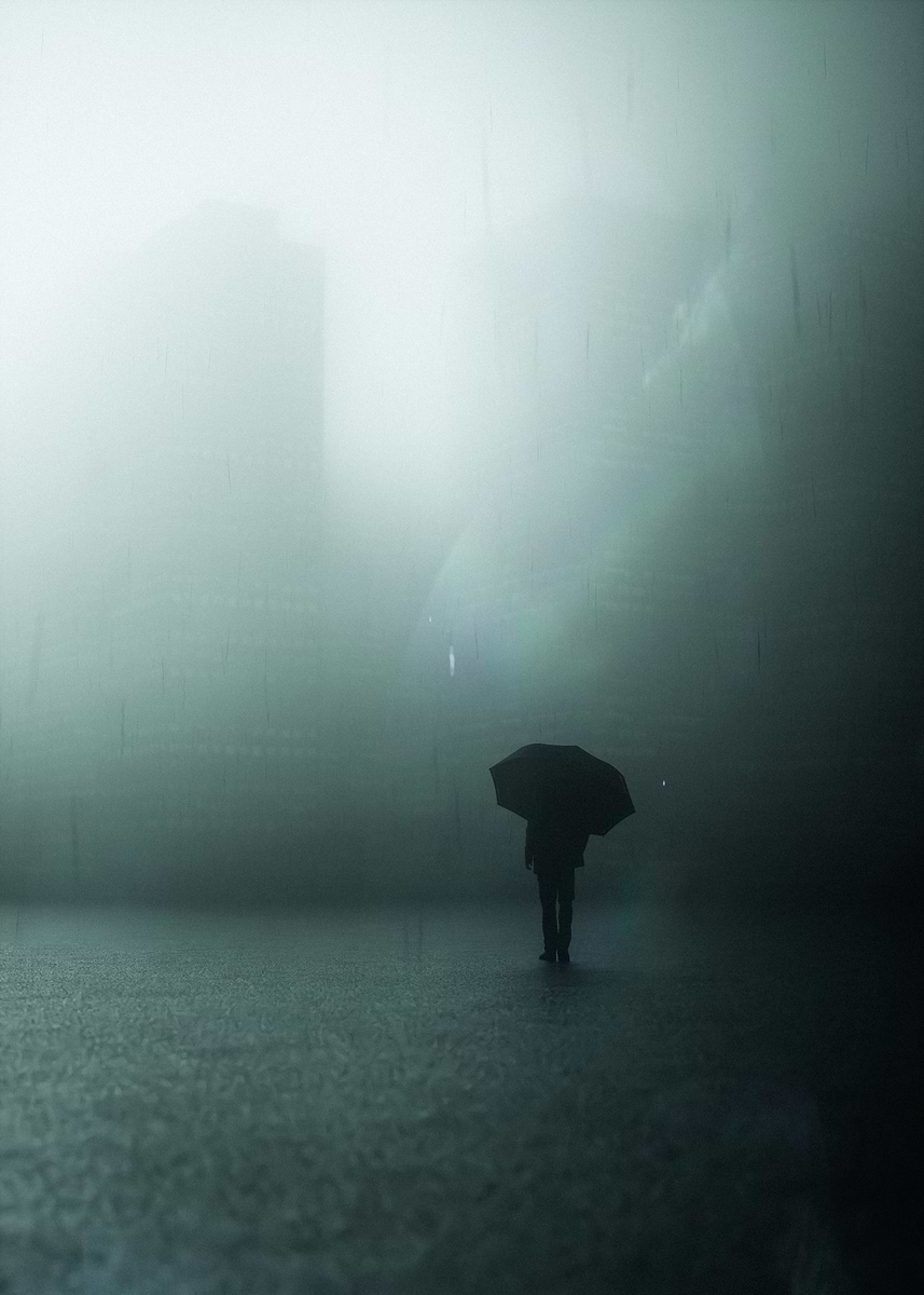 'In The Rain' Poster, picture, metal print, paint by Aryan Tran | Displate