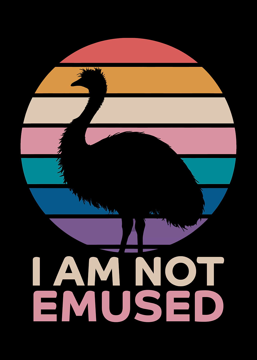 'Emu Sunset Graphic' Poster, picture, metal print, paint by Timo | Displate
