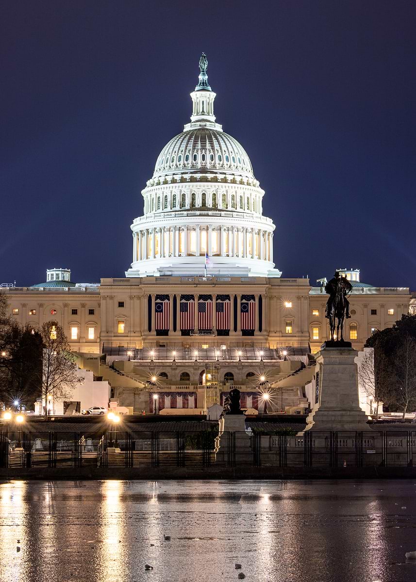 'US Capitol Building at Night' Poster, picture, metal print, paint by ...