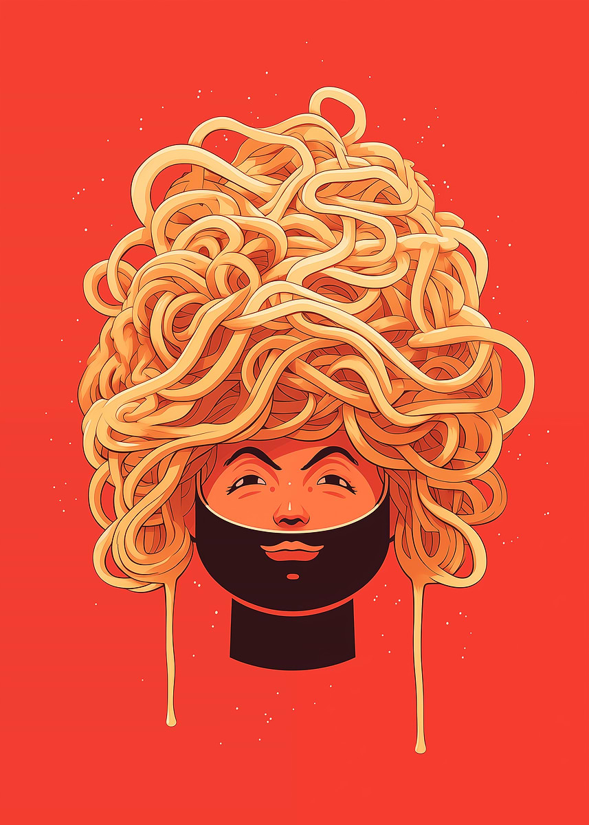 'Spaghetti Hair For kitchen' Poster, picture, metal print, paint by ...