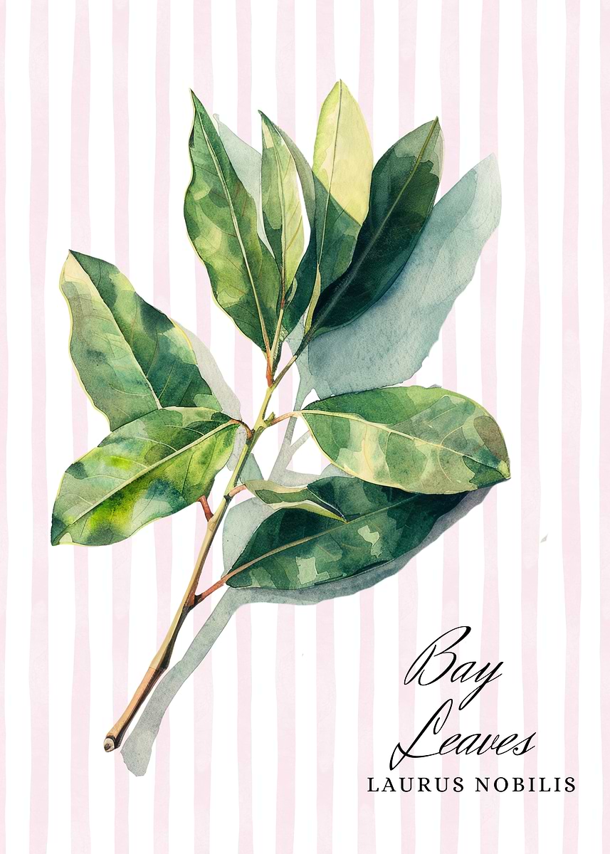 'Bay Leaf Watercolor Illustration | Kitchen Wall Art' Poster, picture ...